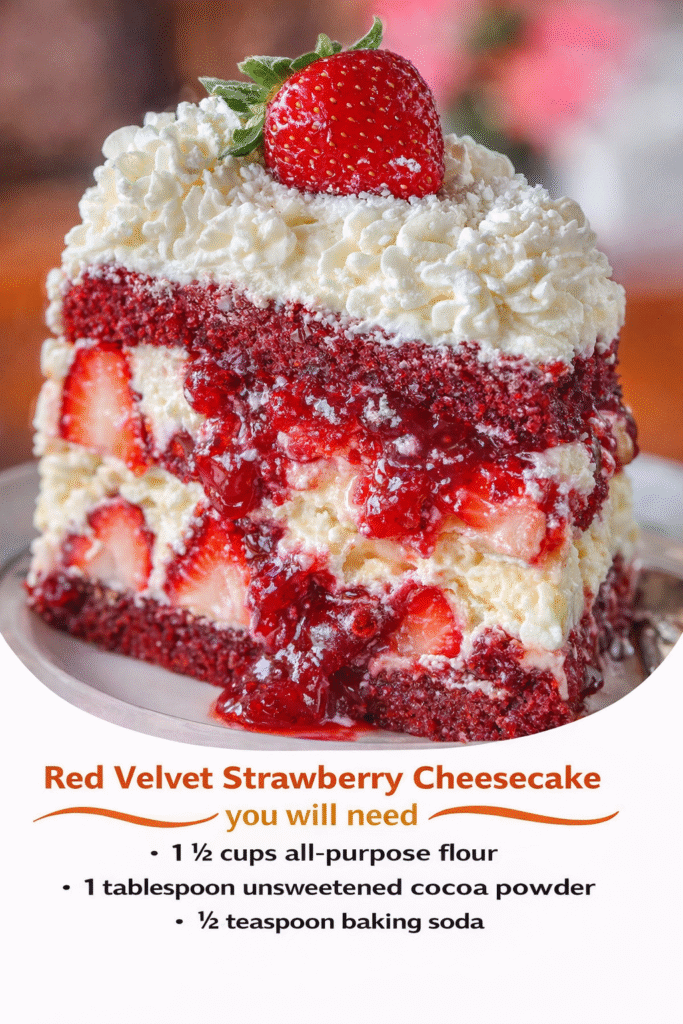 Red Velvet Strawberry Cheesecake Recipe – Layered & Decadent