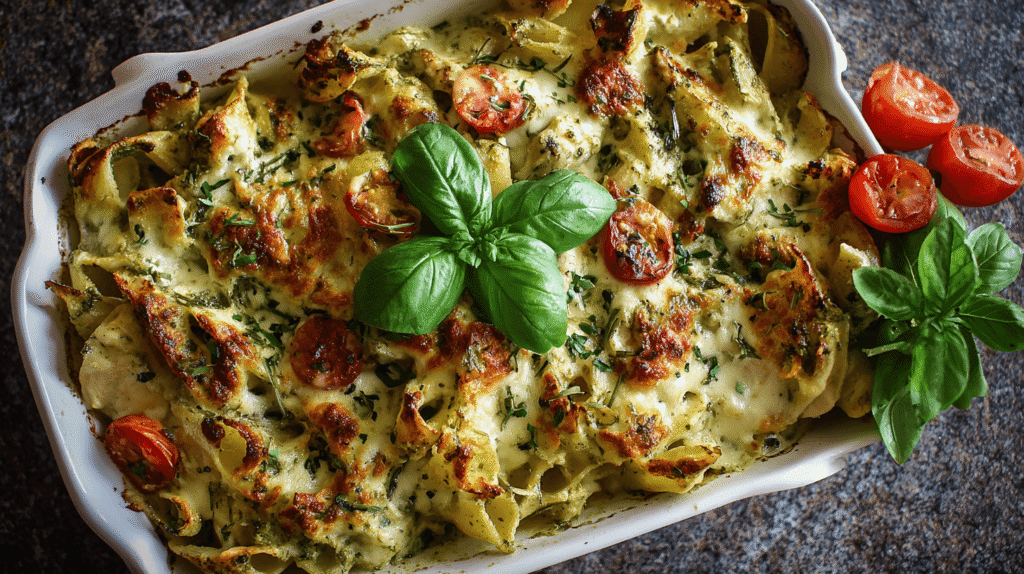 Creamy Pesto Chicken Pasta Bake – Easy Restaurant-Worthy